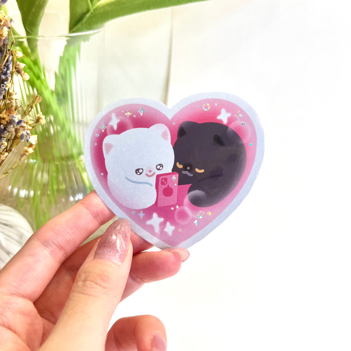 Vinyl Sticker - Snuggling Kitties Heart – Maobabie