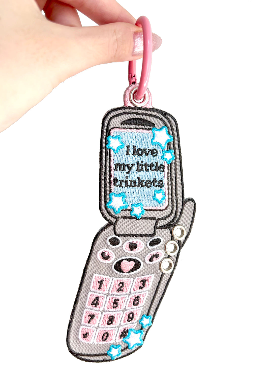 Y2K Flip Phone Trinkets Embroidered Keychain – Maobabie